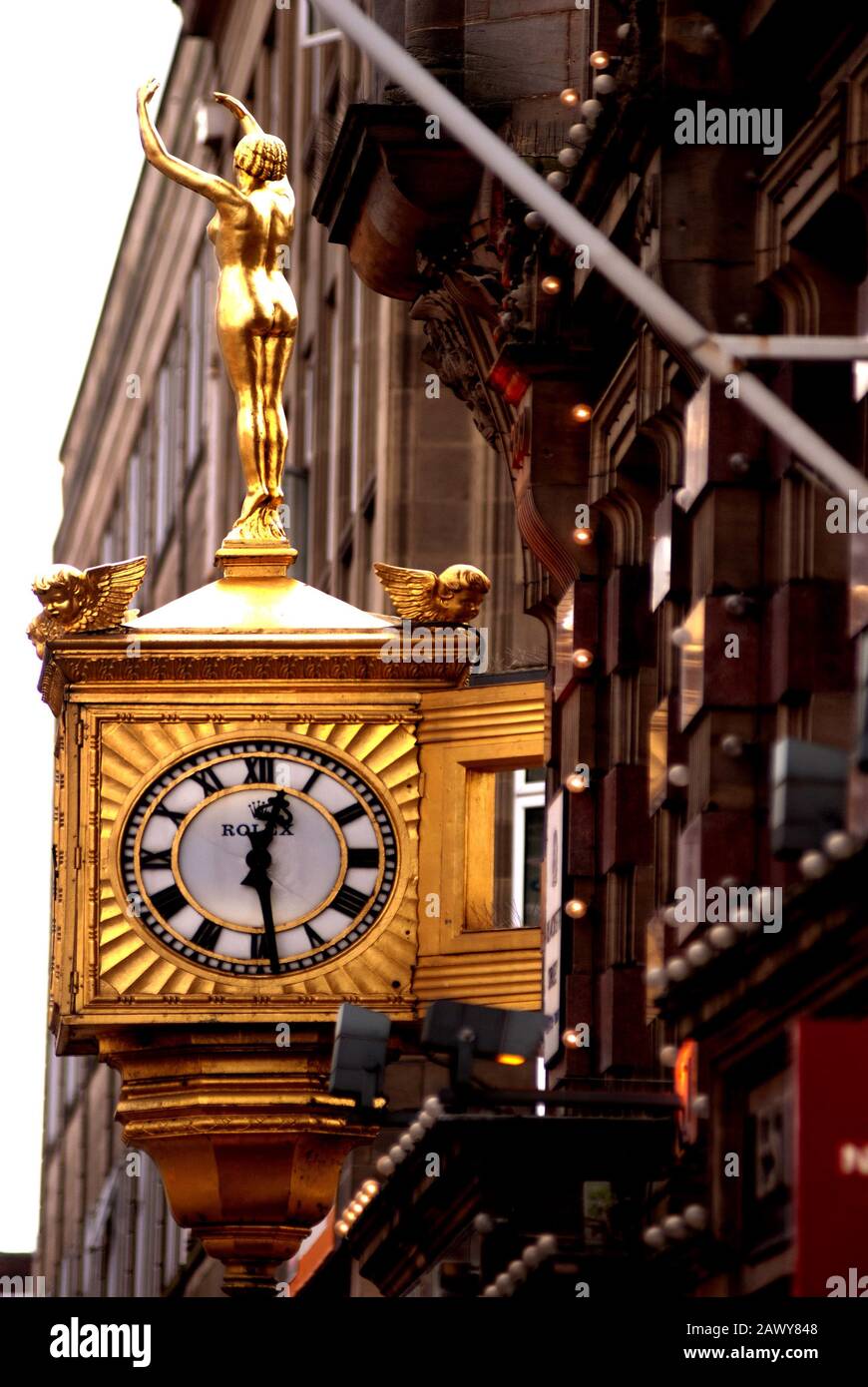 Northern Goldsmiths clock, Blackett Street, Newcastle upon Tyne Stock ...