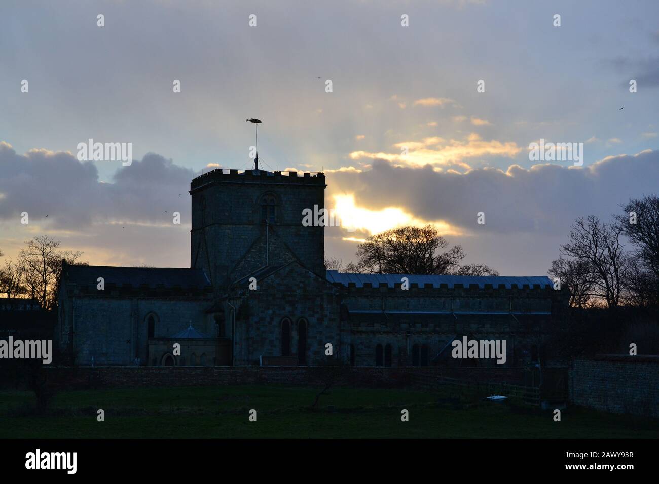 Historic St Oswald's Church Filey at Dusk - Church Silhouette On A ...
