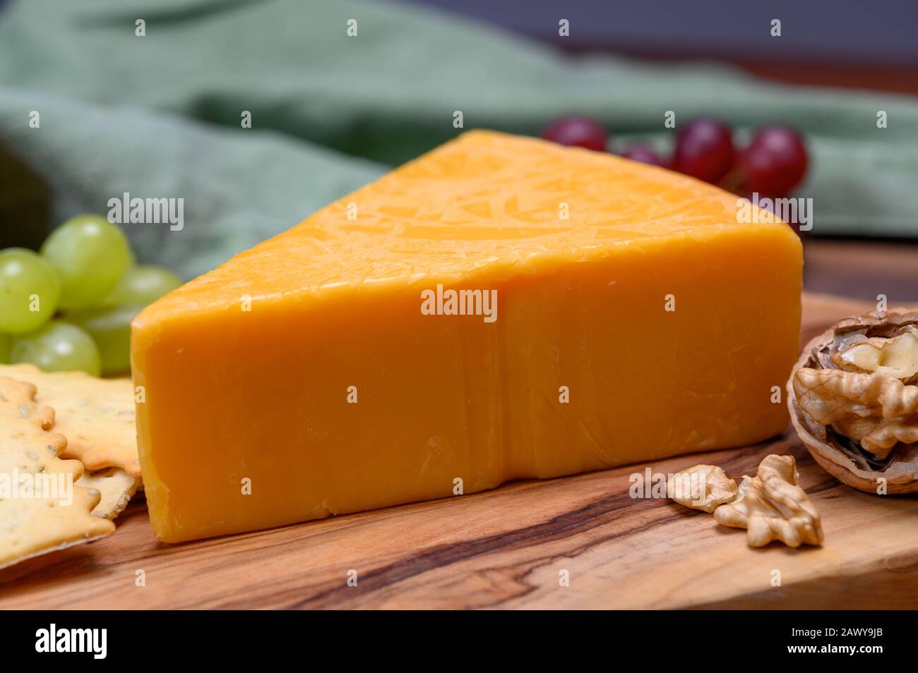 Cheese collection, yellow matured cheddar cheese triangle piece from ...