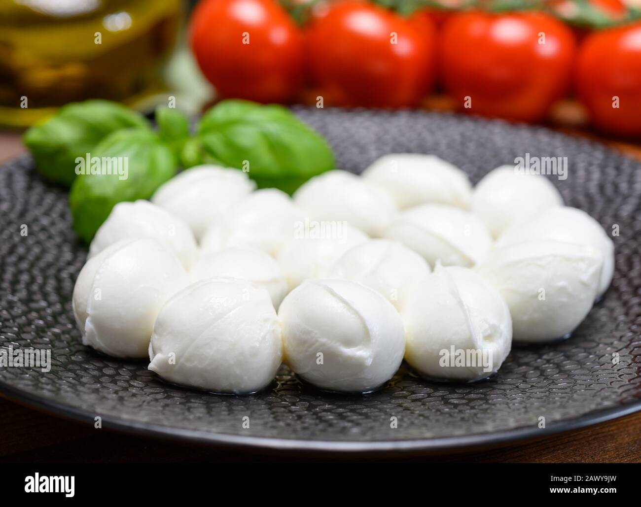 Cheese collection, white mini mozzarella cheese balls for salad or for ...