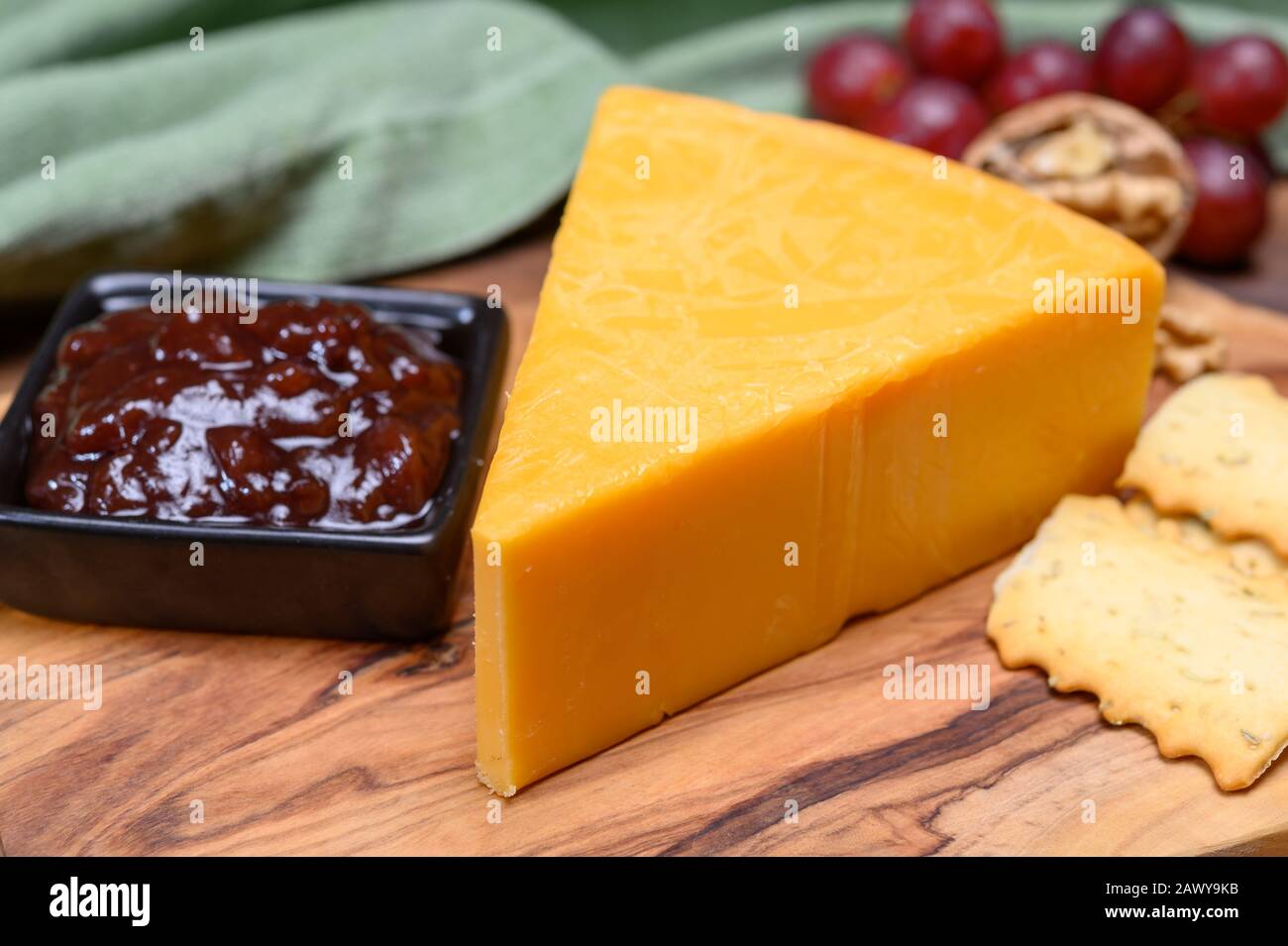 Cheese collection, yellow matured cheddar cheese triangle piece from ...
