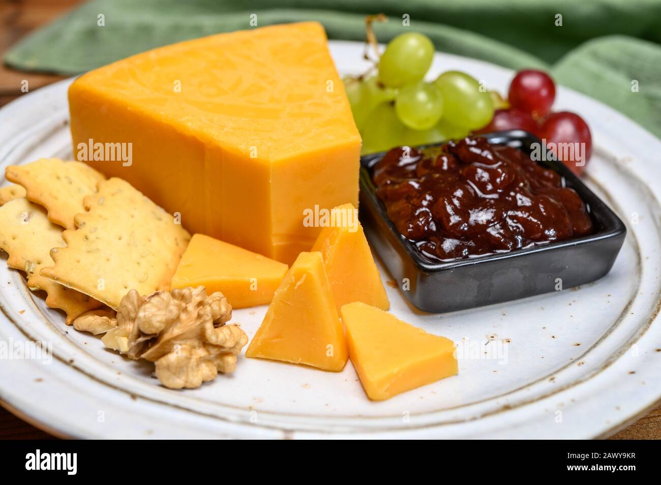 Cheese collection, yellow matured cheddar cheese triangle piece from ...