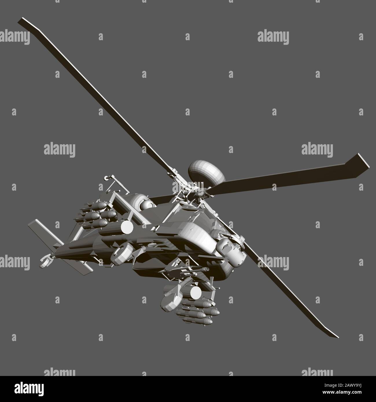 Detailed combat helicopter. Polygonal helicopter. View isometric. 3D ...