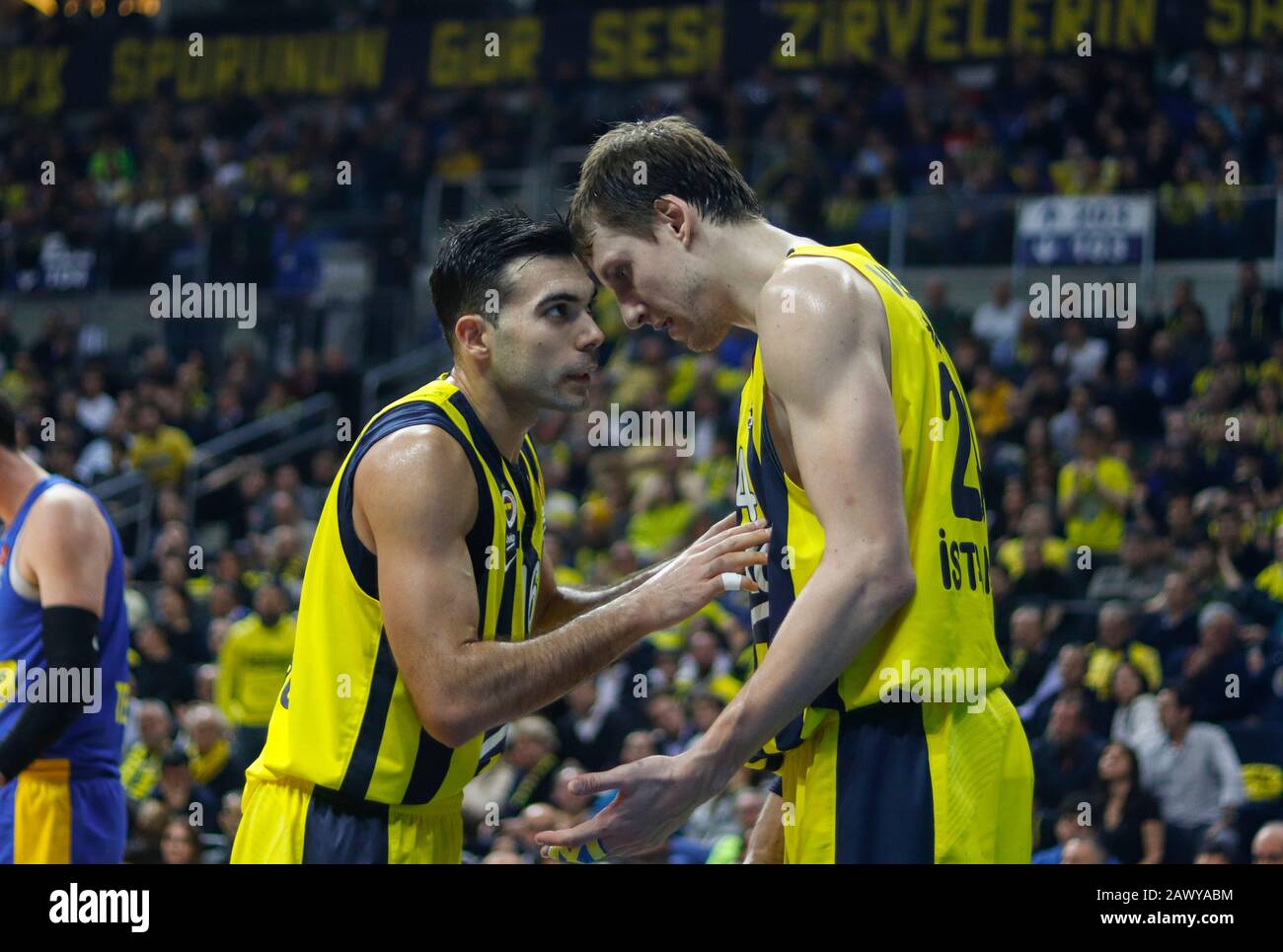 ISTANBUL / TURKEY - FEBRUARY 7, 2020: Kostas Sloukas and Jan Vesely ...