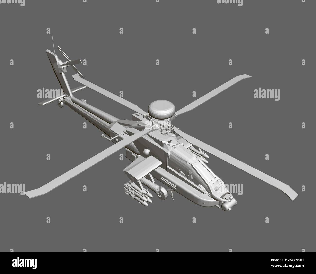 Detailed combat helicopter. Polygonal helicopter. View isometric. 3D ...