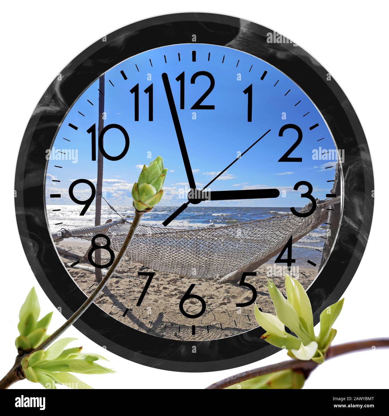 Daylight Saving Time (DST). Wall Clock going to summer time (+1). Turn ...
