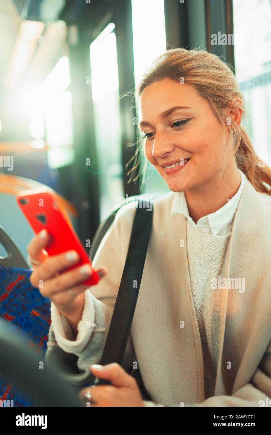 Young person on bus using hi-res stock photography and images - Alamy