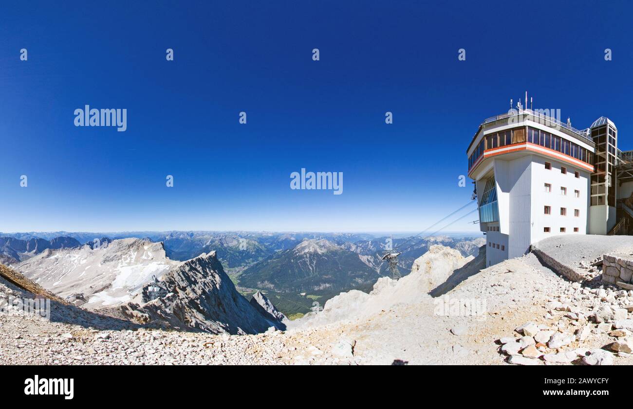 Zugspitze, mountain in the Alps, Border Germany and Austria Stock Photo ...