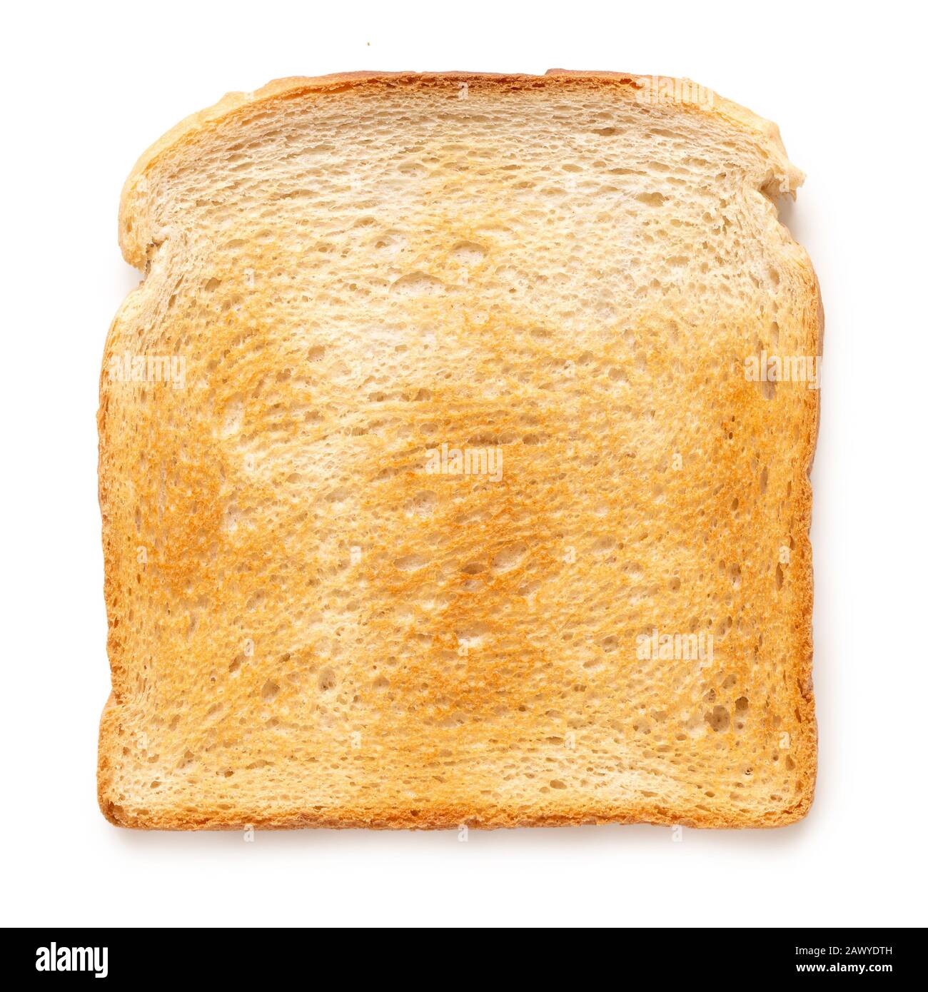 Single slice of white toast isolated on white. Top view Stock Photo - Alamy