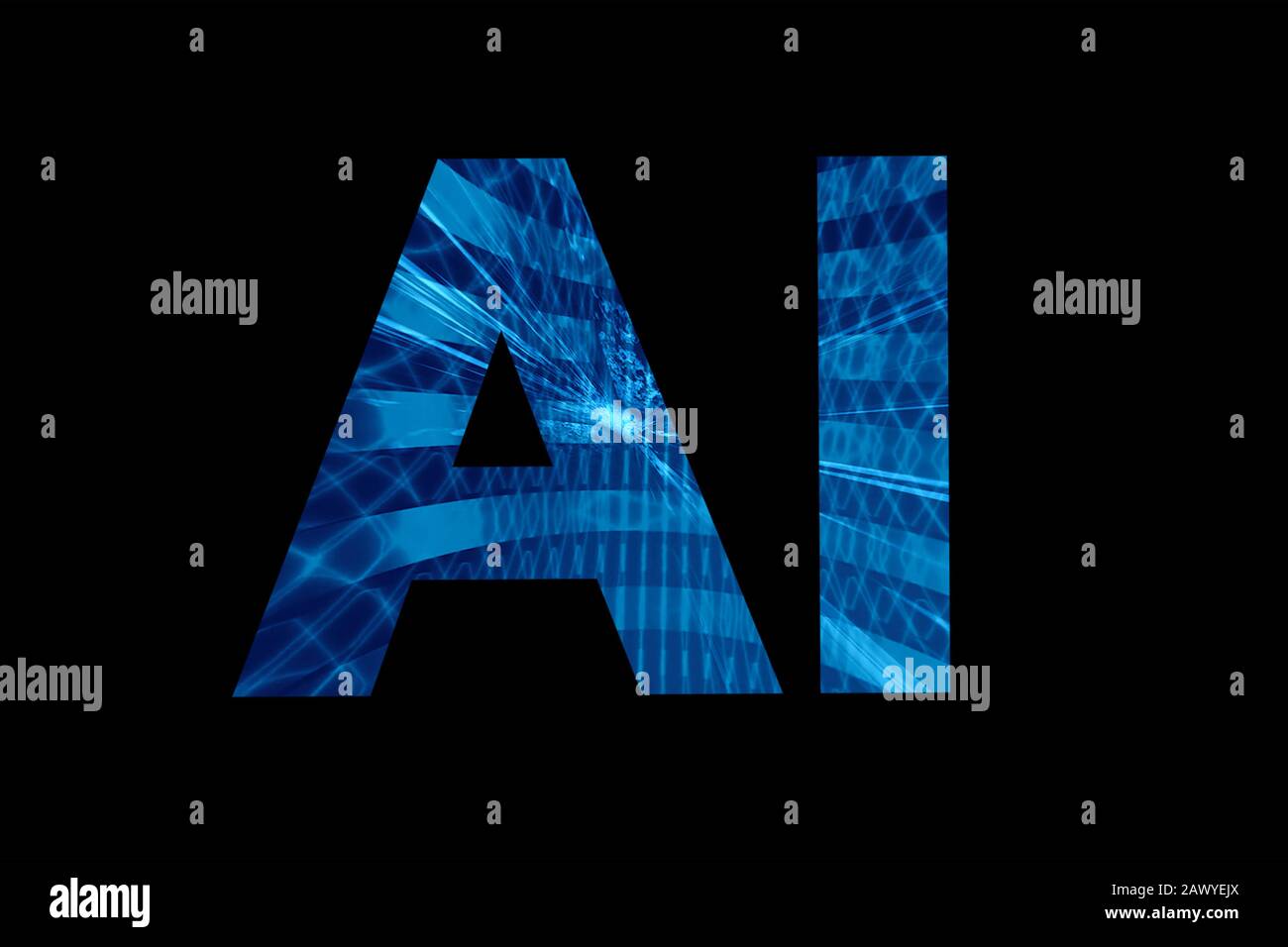 AI artificial intelligence lettering on black background Stock Photo ...