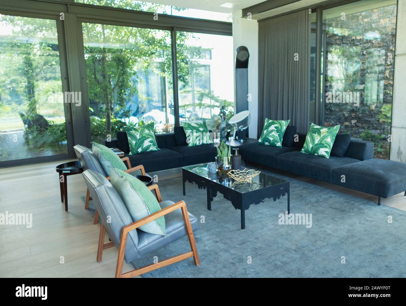 Modern luxury home showcase interior living room Stock Photo - Alamy
