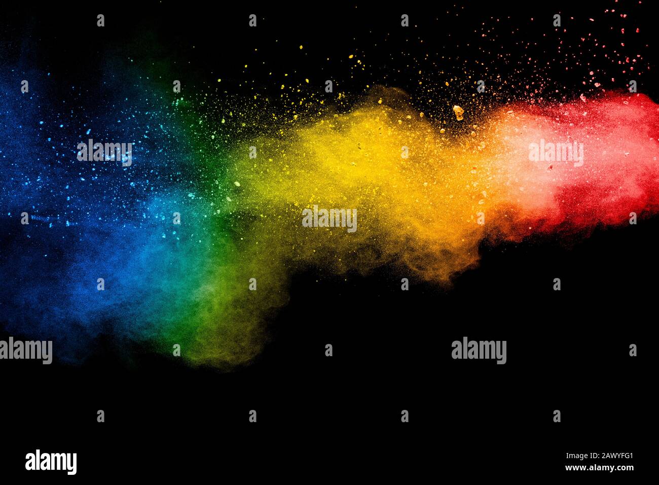 Pastel color dust particle splashing.Colorful powder explosion on white ...