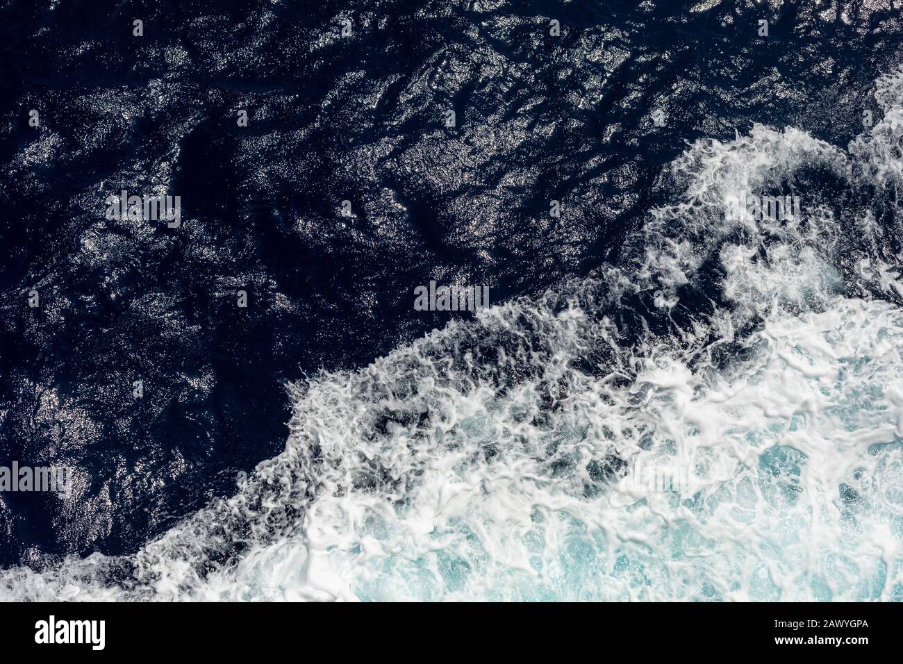 top view of the ocean with large waves from the ship. sea background ...
