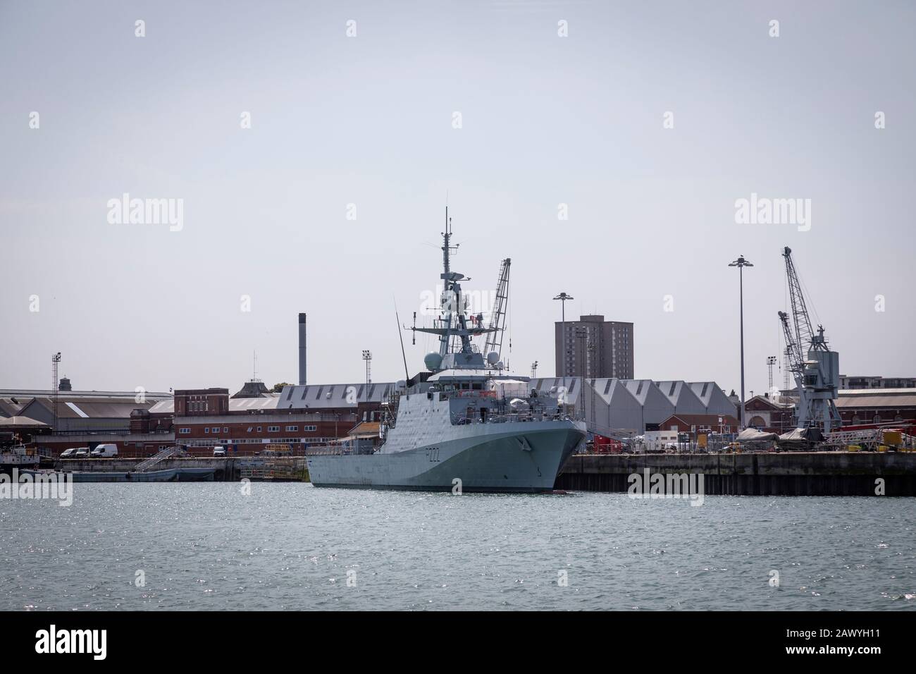 HMS Forth (P222) in dock in Portsmouth. The vessel is a Batch 2 River ...