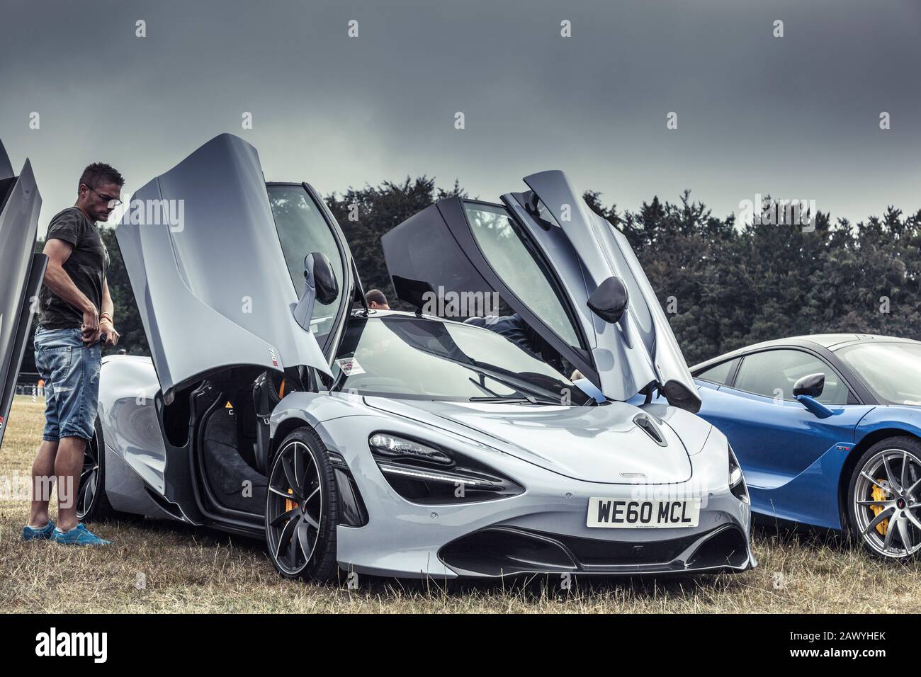 A McLaren 720S looks dramatic with both its doors raised open at the ...