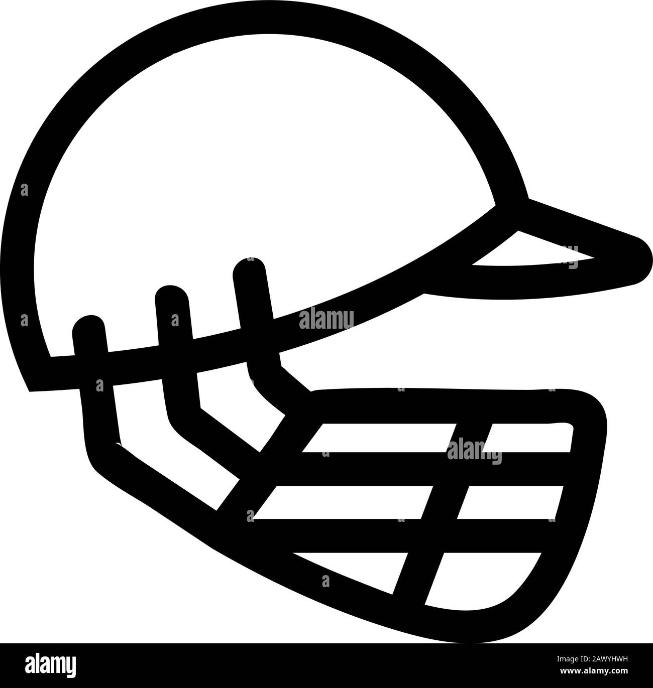 Cricket helmet icon vector. Isolated contour symbol illustration Stock ...