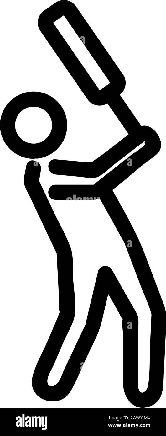 Cricket player icon vector. Isolated contour symbol illustration Stock ...