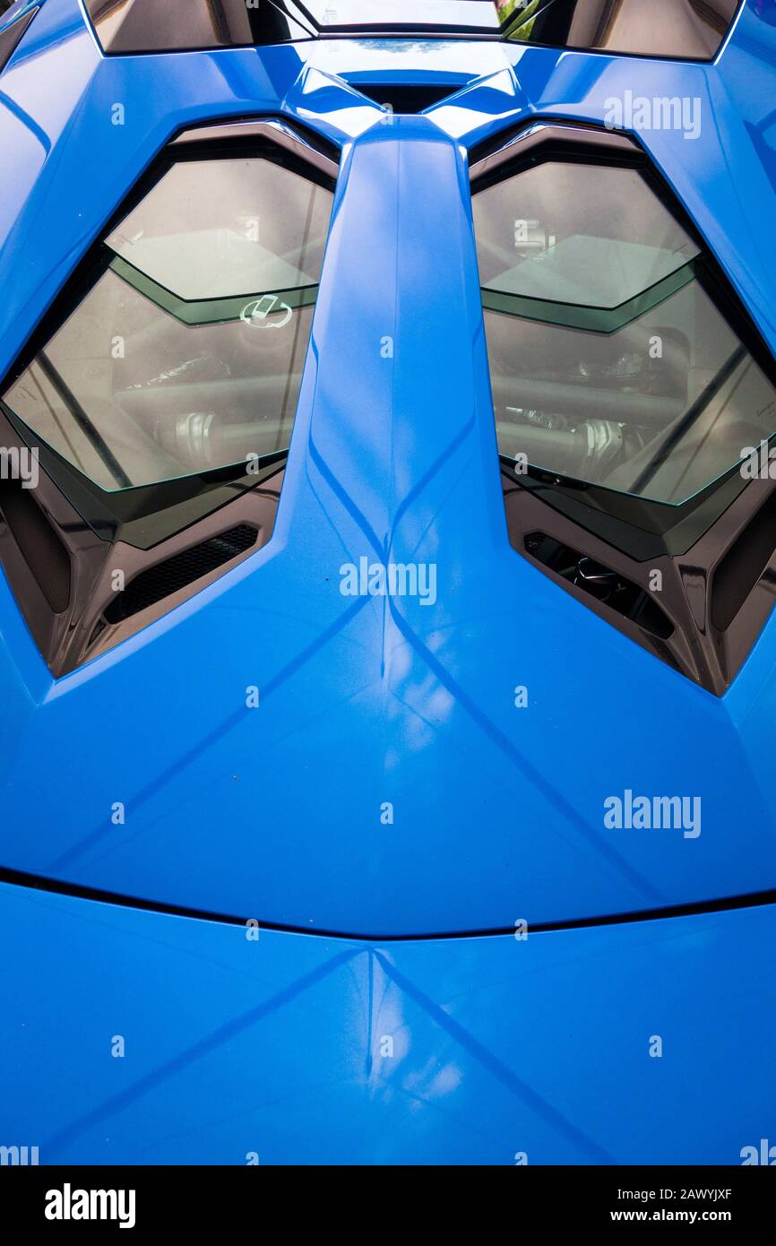 Engine cover on a 2018 Lamboghini Aventador S Roadster Stock Photo - Alamy