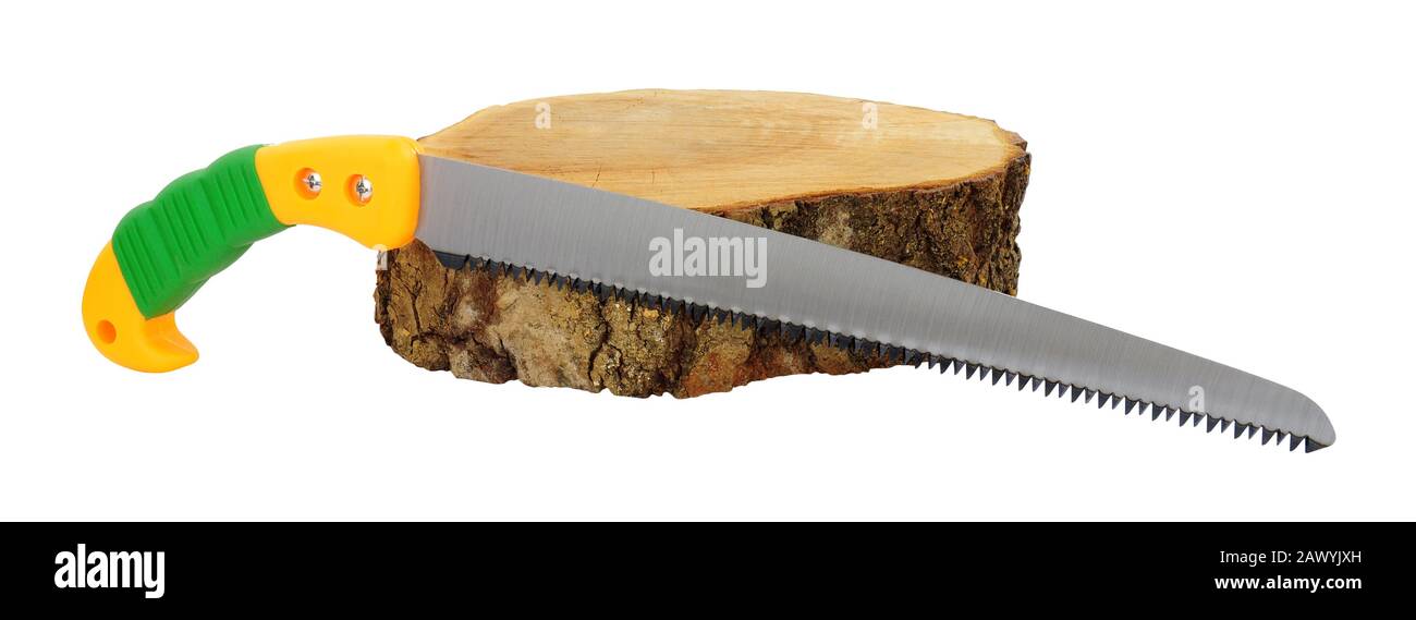 Cutting tree with handsaw hi-res stock photography and images - Alamy