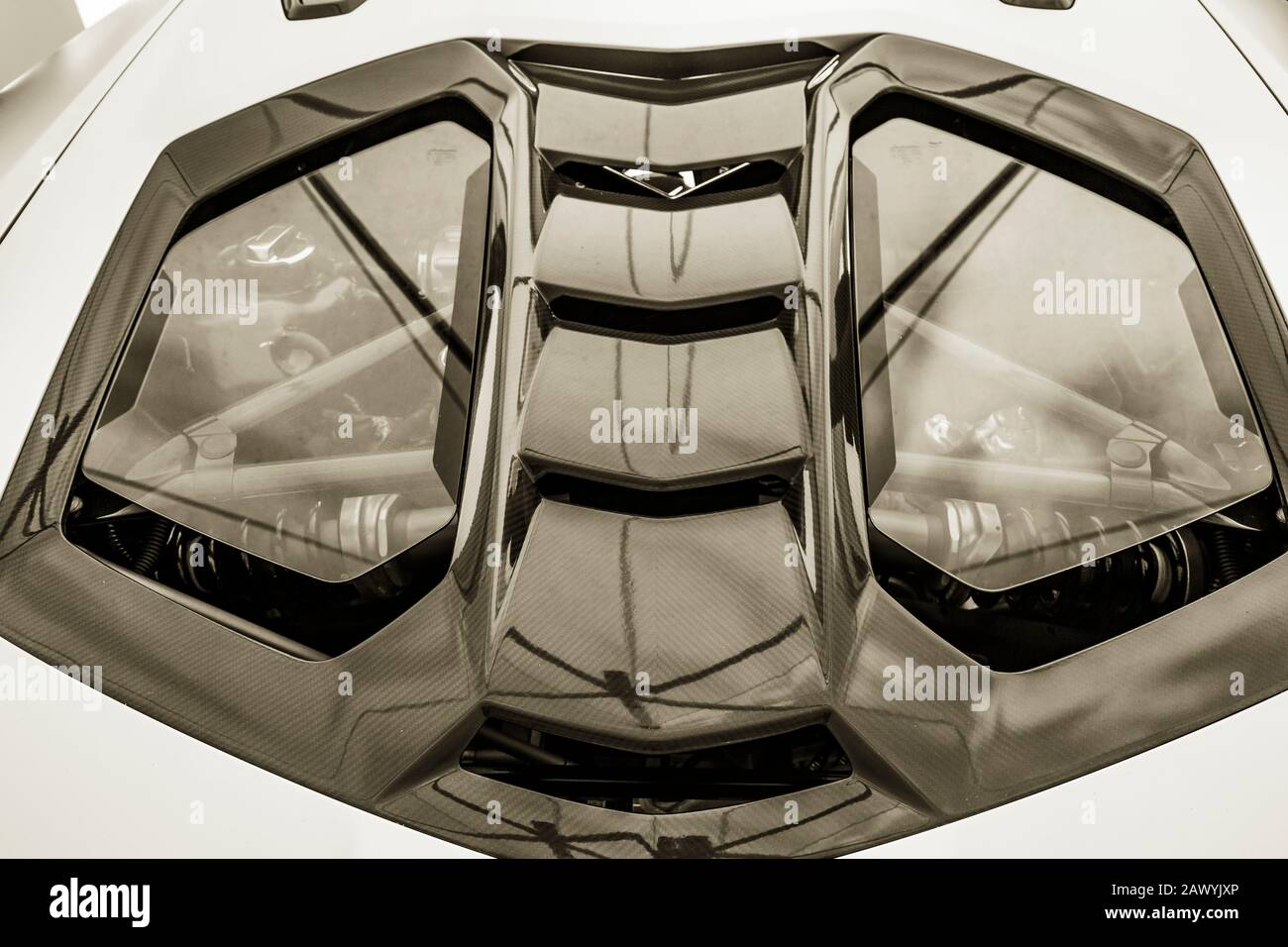 Engine cover detail on a 2018 Lamborghini Centenario Roadster Stock ...