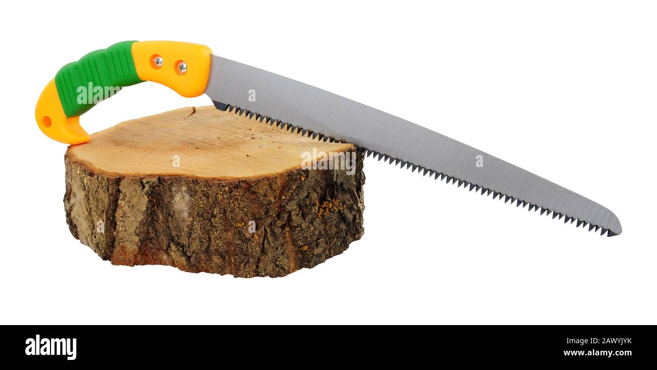 Cutting tree with handsaw hi-res stock photography and images - Alamy