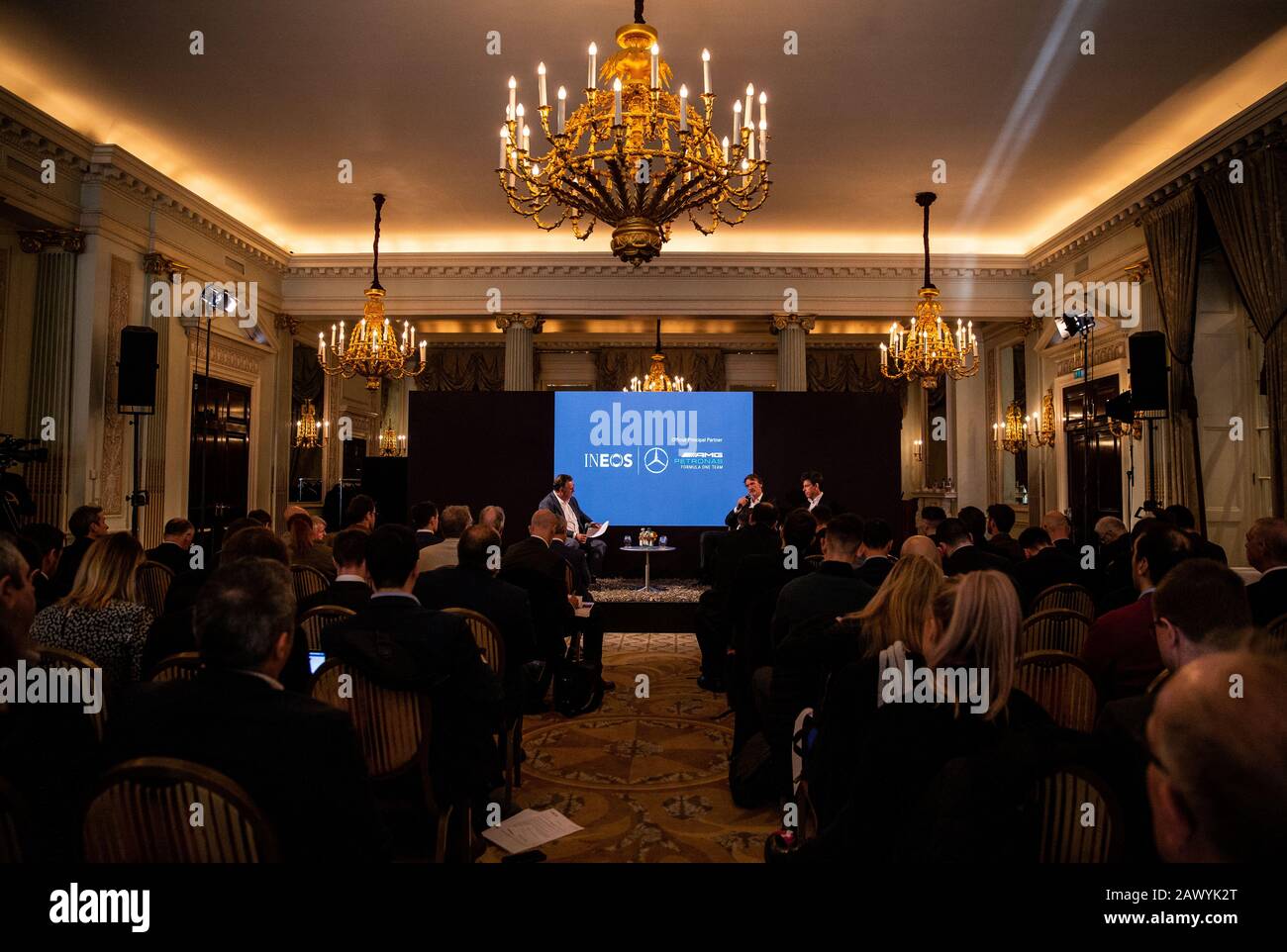 Mercedes media briefing royal automobile club hi-res stock photography ...