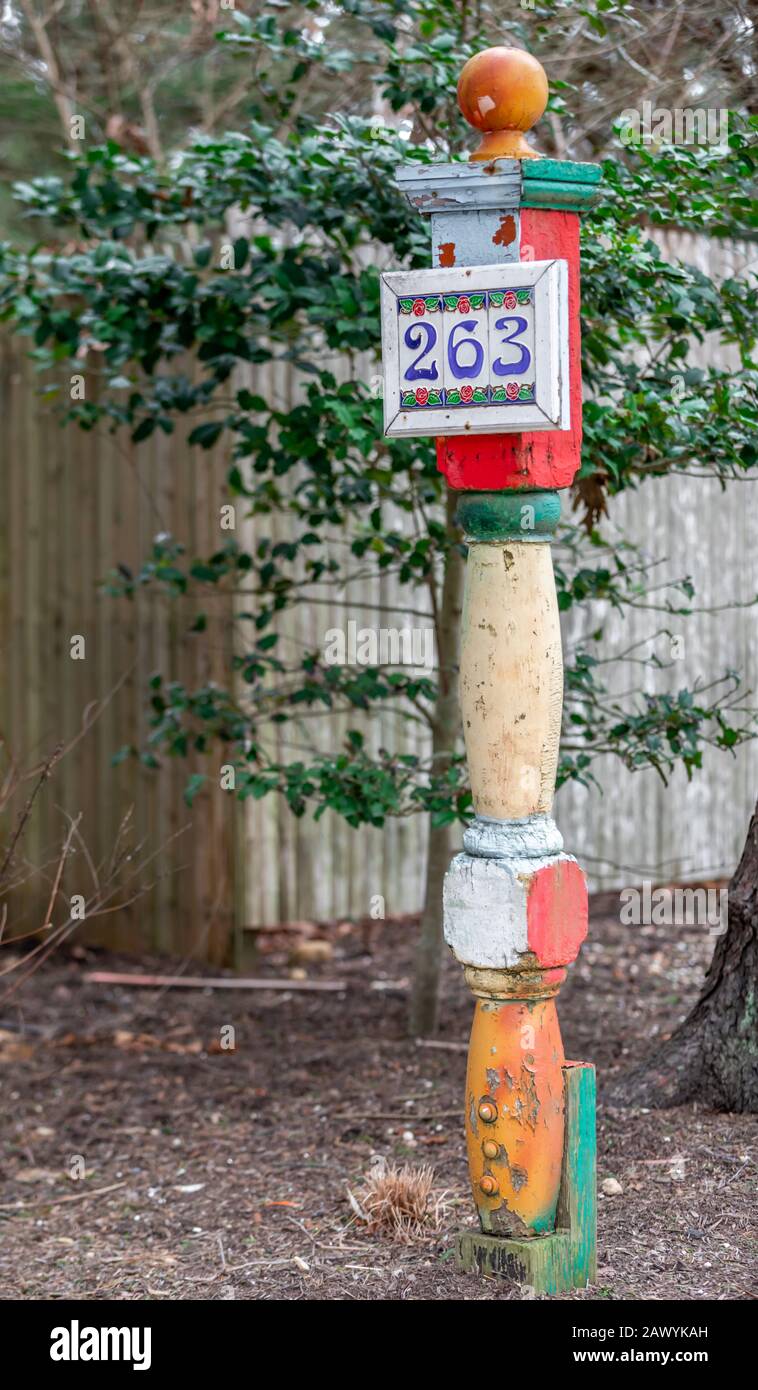 colorful pole with street number 263 Stock Photo - Alamy