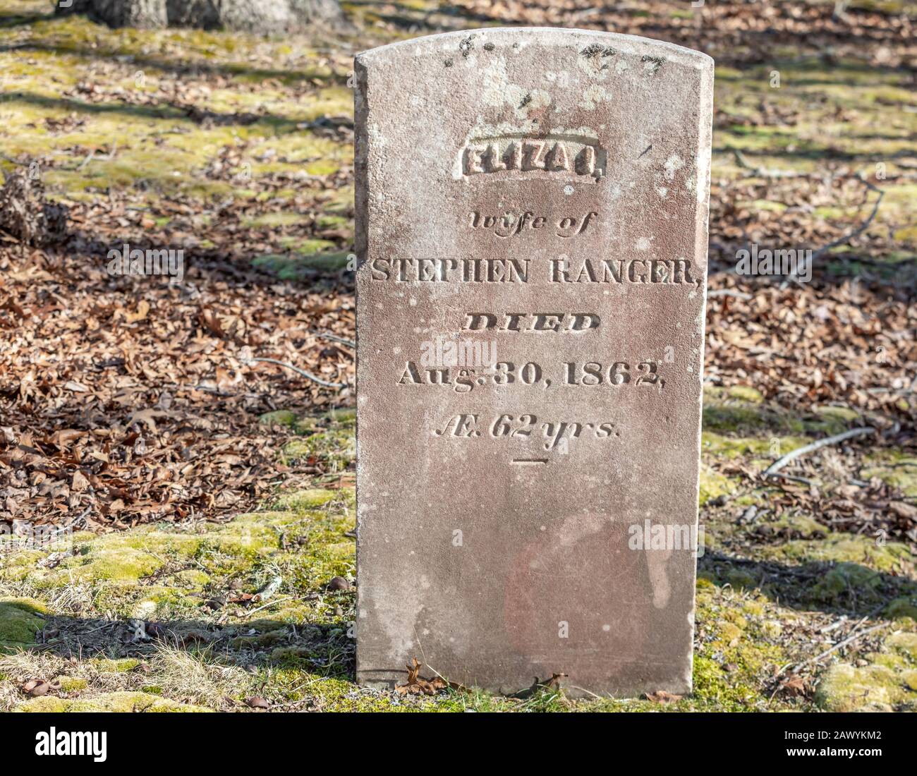 tomb stone for eliza ranger, East Hampton, NY Stock Photo - Alamy