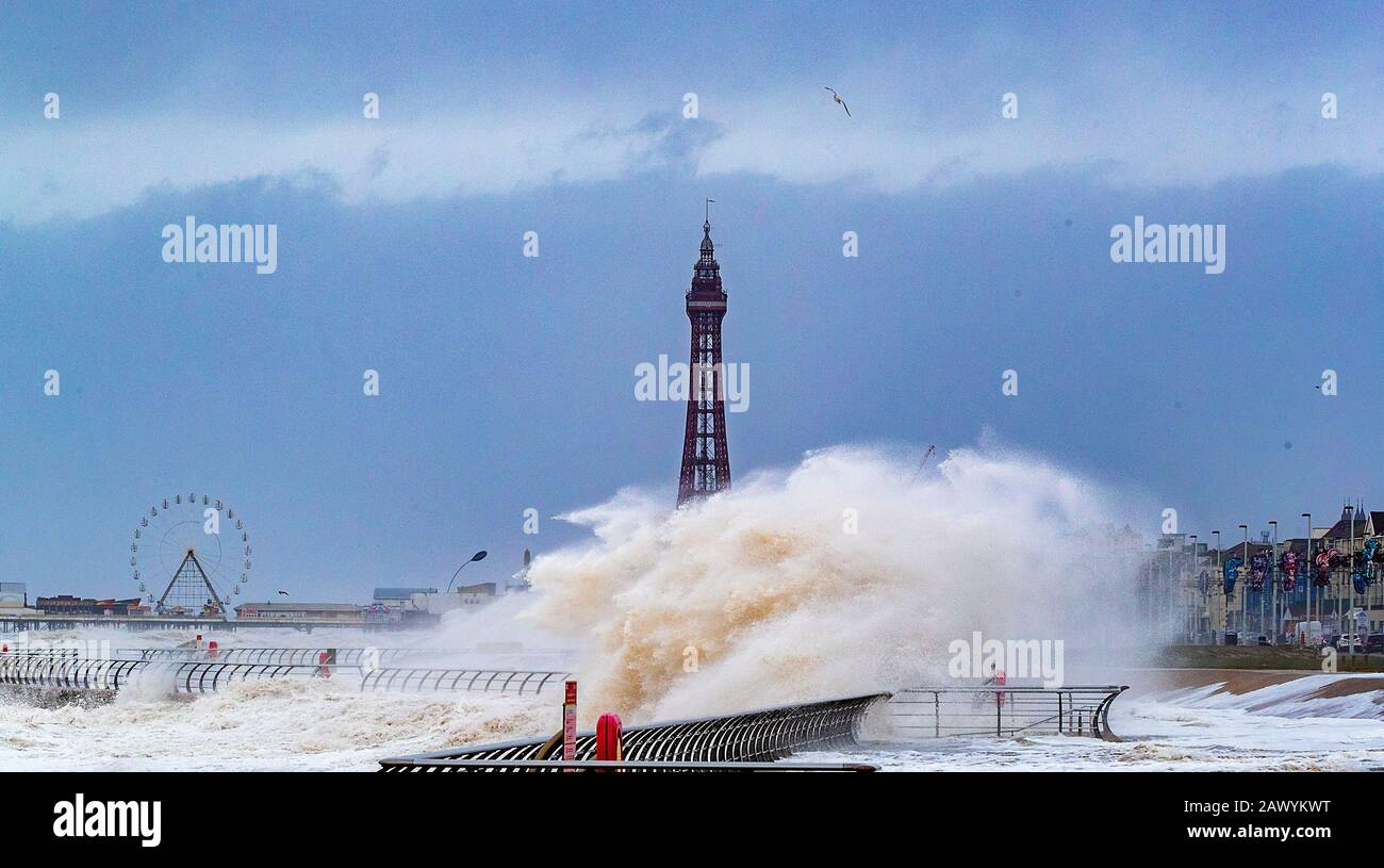 Waves crash over Blackpool waterfront as weather warnings for wind ...
