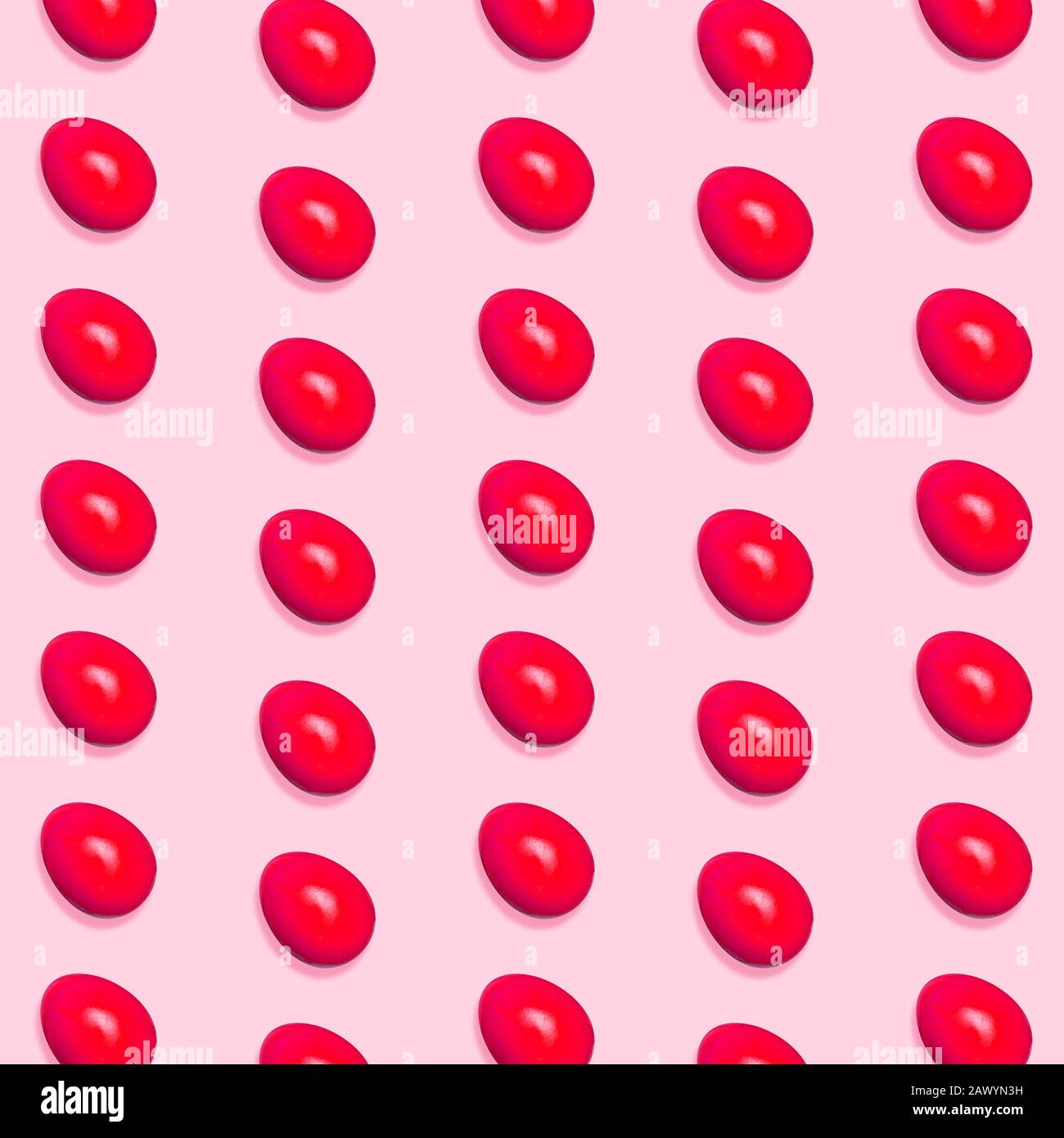 Card for Happy Easter celebrating or greeting. Bright red colored eggs ...