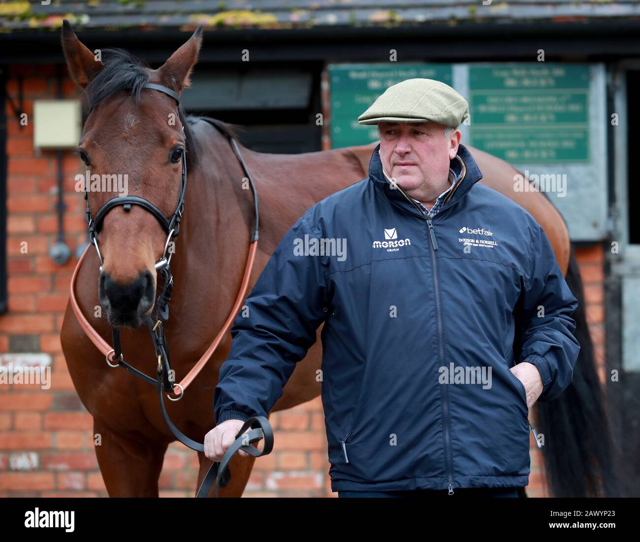 Trainer Paul Nicholls with Cyrname during the visit to Paul Nicholls ...