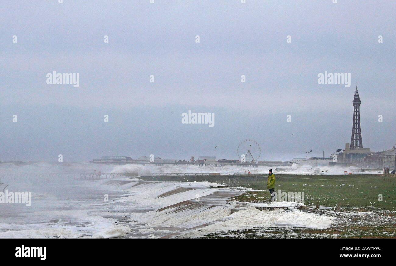 Waves crash over Blackpool waterfront as weather warnings for wind ...
