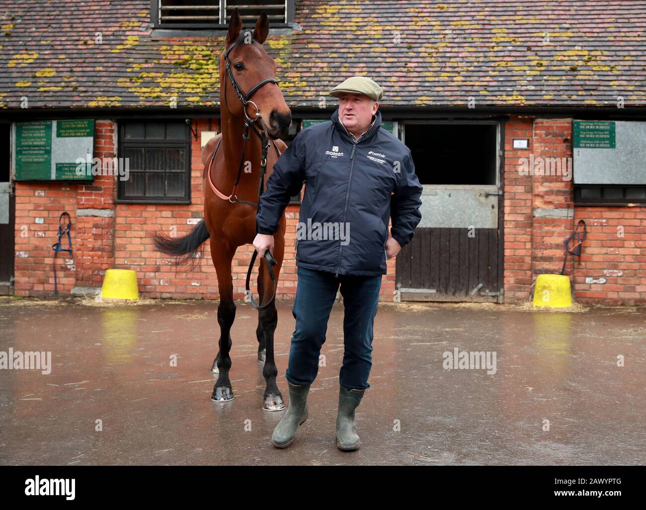 Paul Nicholls with his horse Cyrname during the visit to Paul Nicholls ...