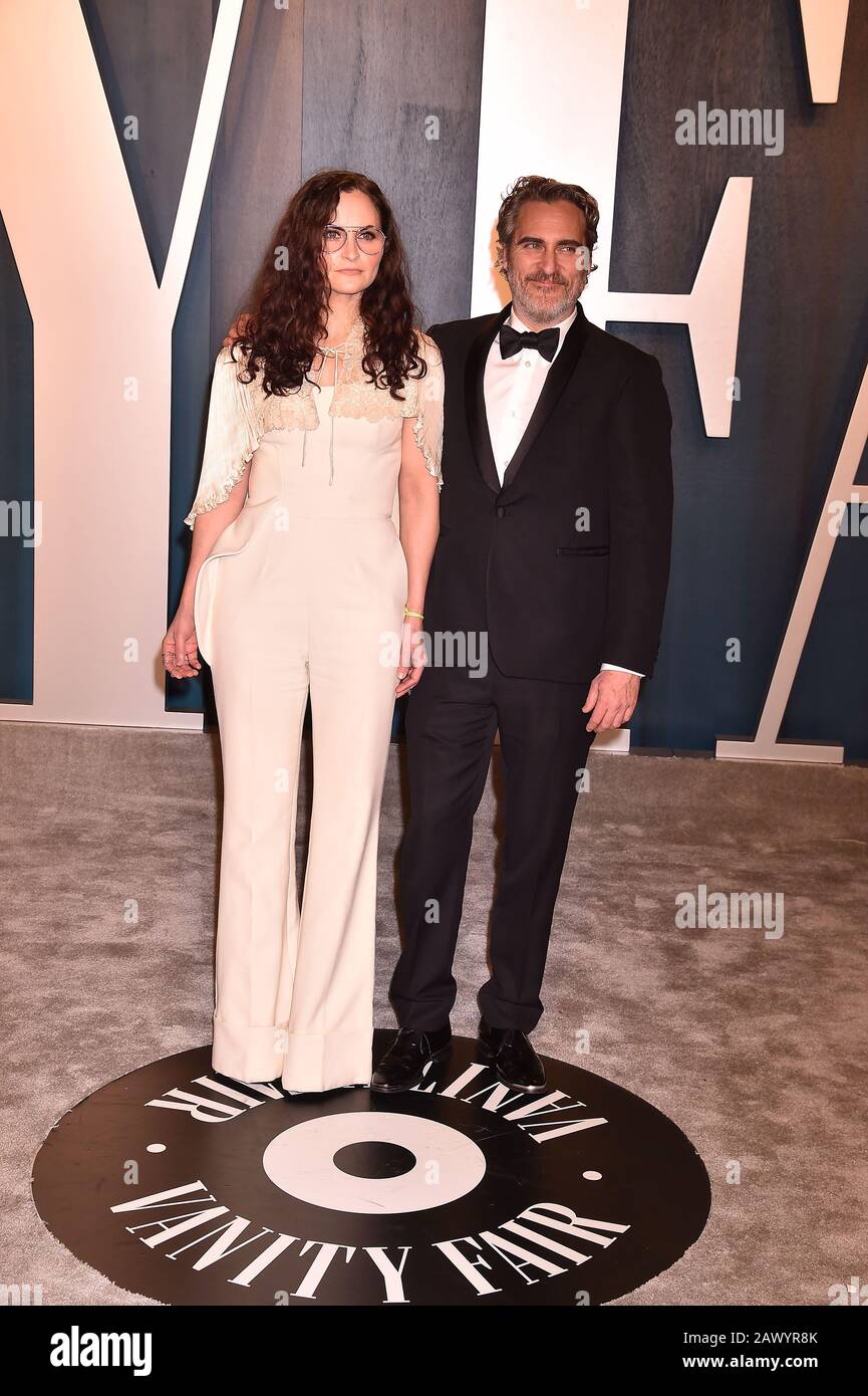 BEVERLY HILLS, CA - FEBRUARY 09: Rain Phoenix and Joaquin Phoenix ...