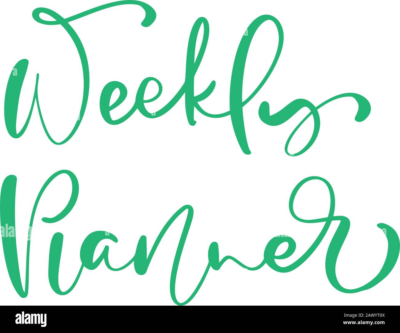 Weekly Planner vector calligraphic hand drawn text. Business concept ...