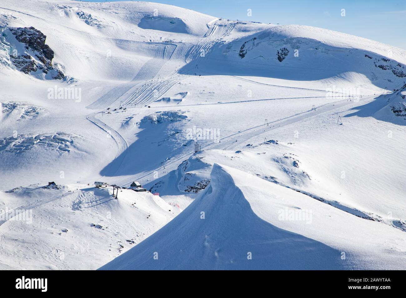 snow covered peaks in the Swiss Alps Matterhorn glacier paradise Stock ...