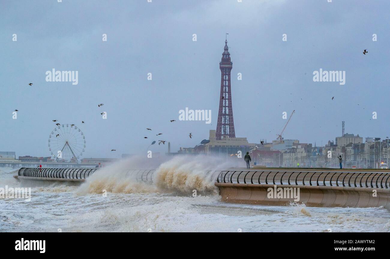 Waves crash over Blackpool waterfront as weather warnings for wind ...