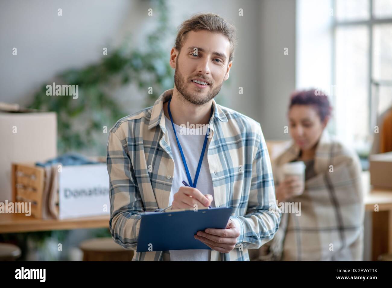 Happy to help badge hi-res stock photography and images - Alamy