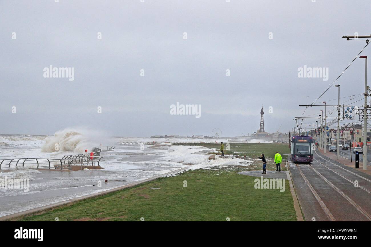 Waves crash over Blackpool waterfront as weather warnings for wind ...