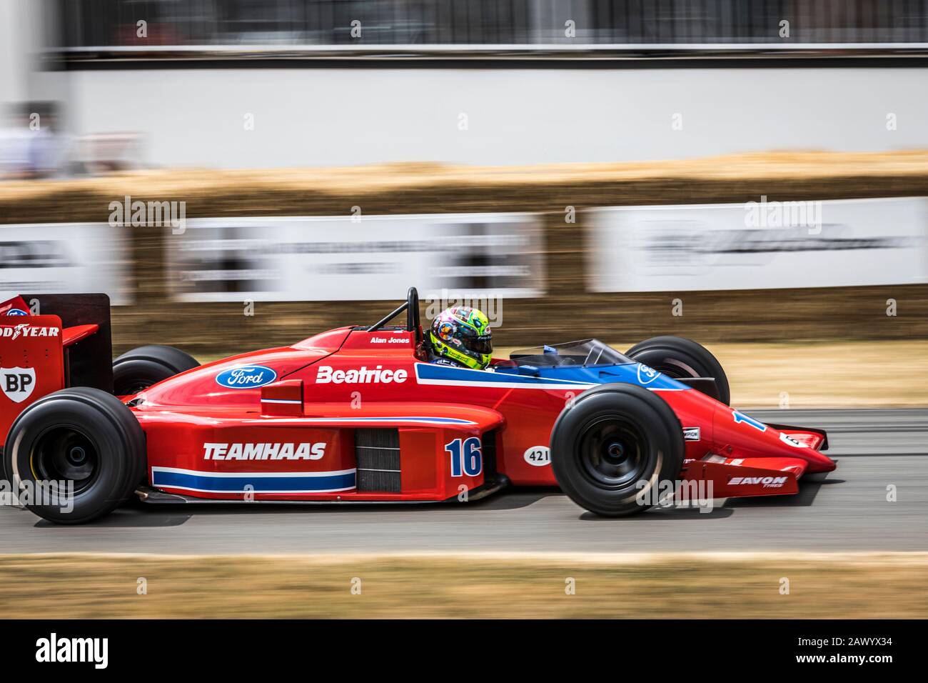 Roland Lewis driving a 1986 Beatrice Lola-Ford THL2 F1 car at the 2018 ...