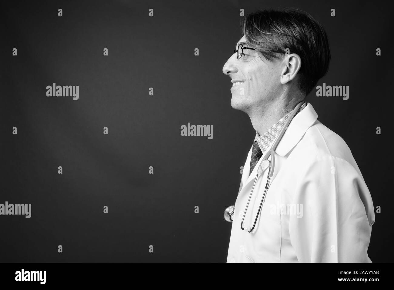 Side view mature caucasian male Black and White Stock Photos & Images ...