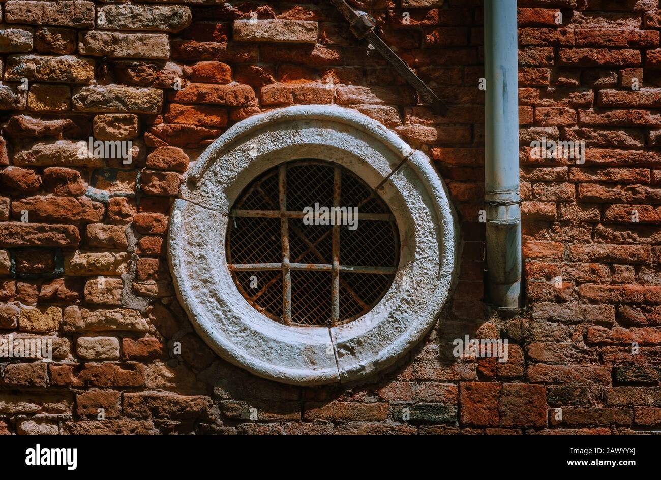 Venice Italy. Old circular vintage window in an old brick wall Stock ...