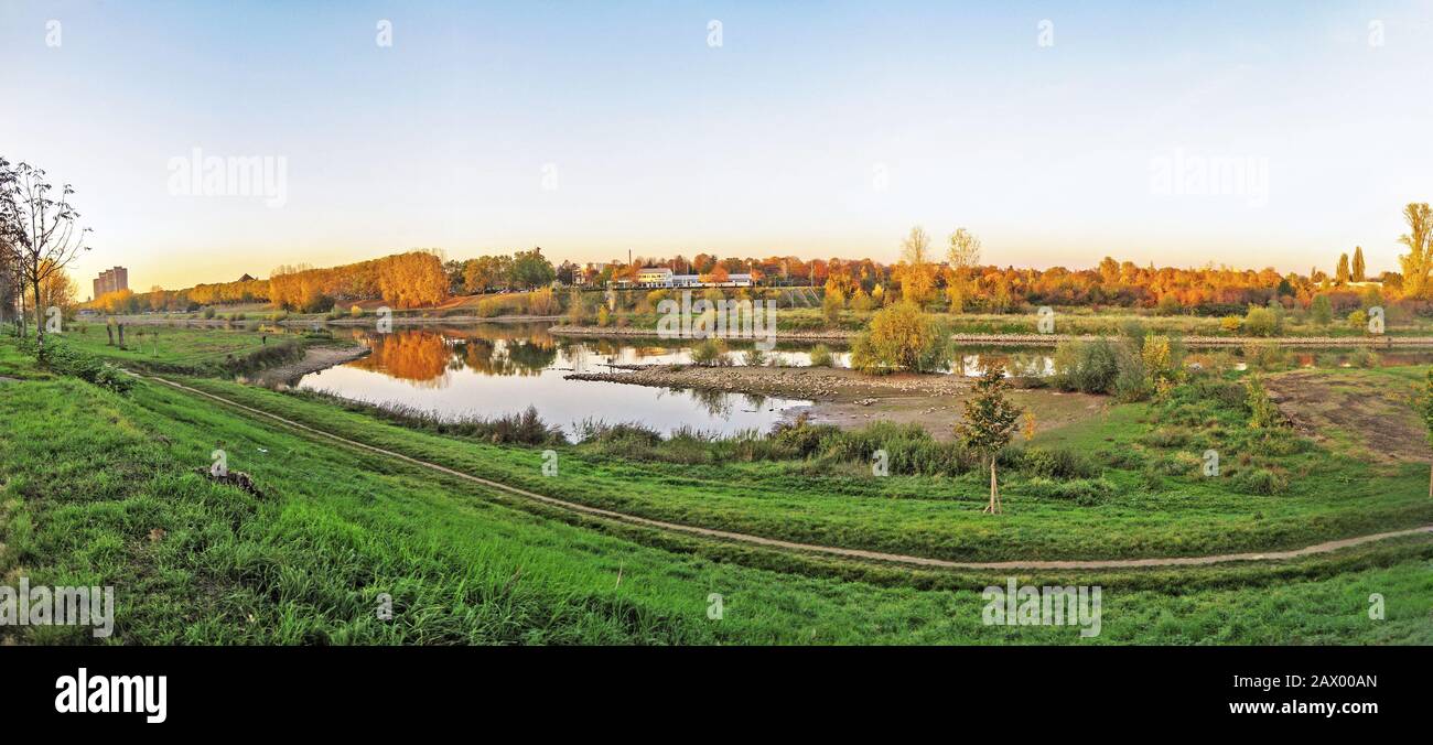 German river Neckar panorama scene in Mannheim Stock Photo - Alamy