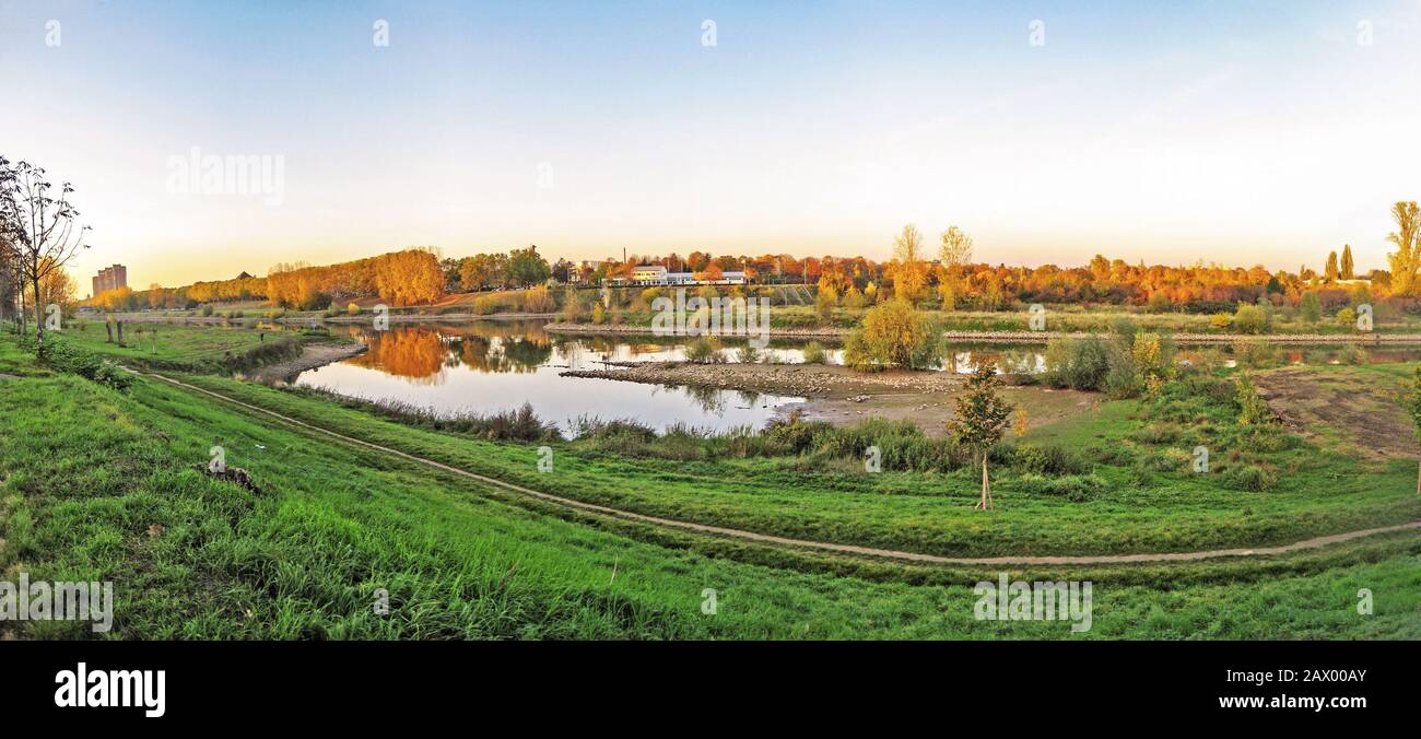 German river Neckar panorama scene in Mannheim Stock Photo - Alamy