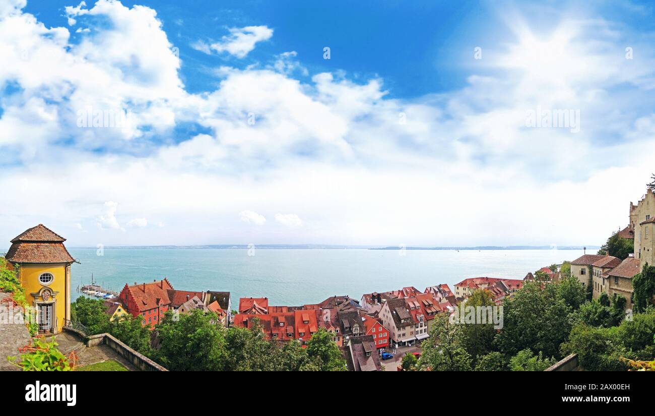 Panorama of Lake Constance from the village Meersburg, Germany Stock ...