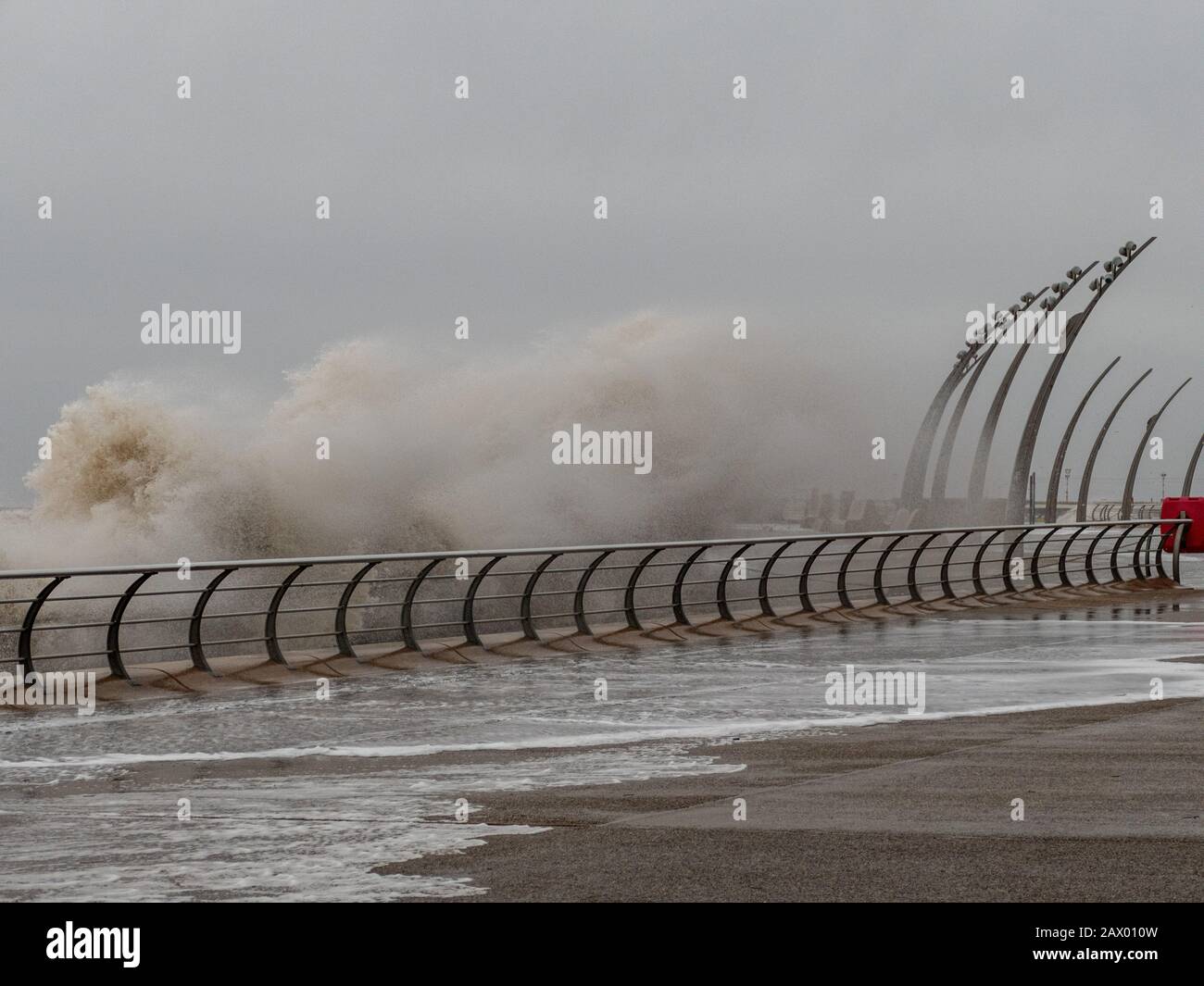 Blackpool, UK. 10th Feb, 2020. Weather news. As storm Ciara moves away ...