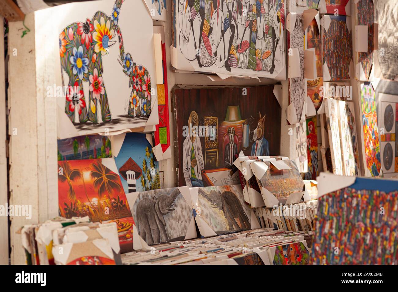Exhibition of Dominican paintings Stock Photo - Alamy