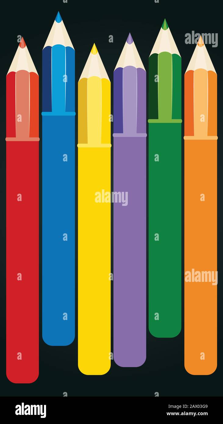 Set of school supplies, crayons, colored pencils illustration Stock ...