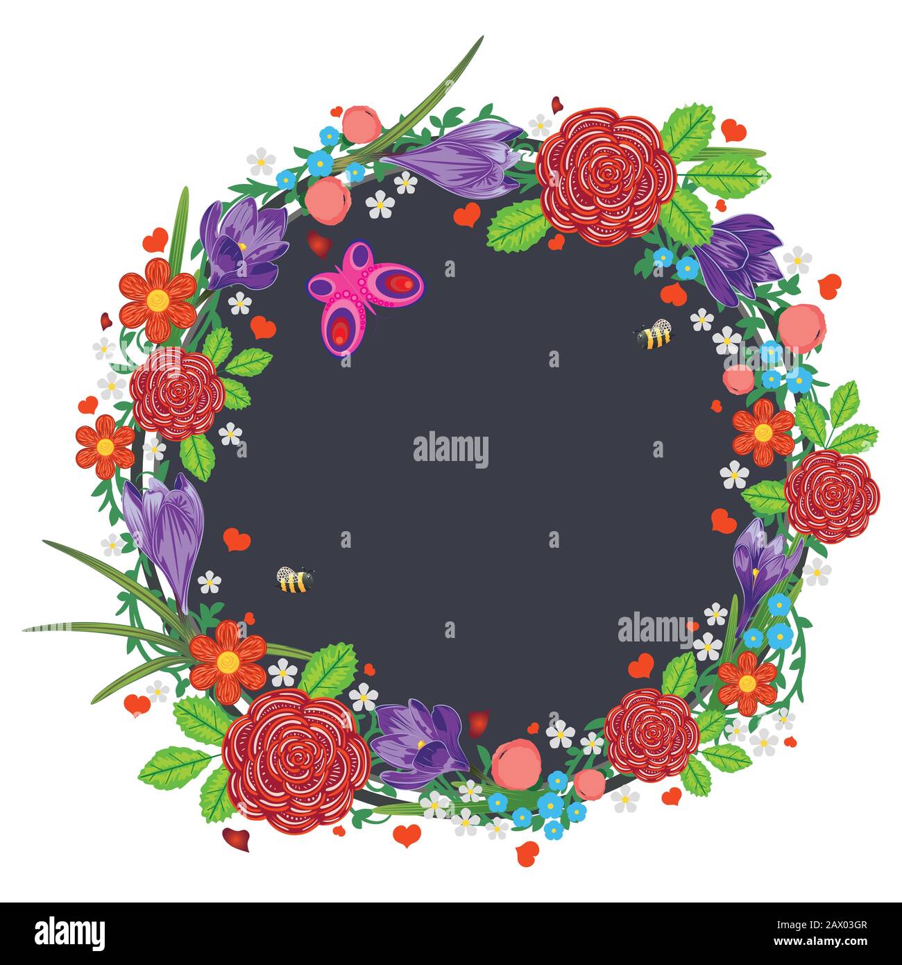 Colorful decorative banner with bright flowers, floral background ...