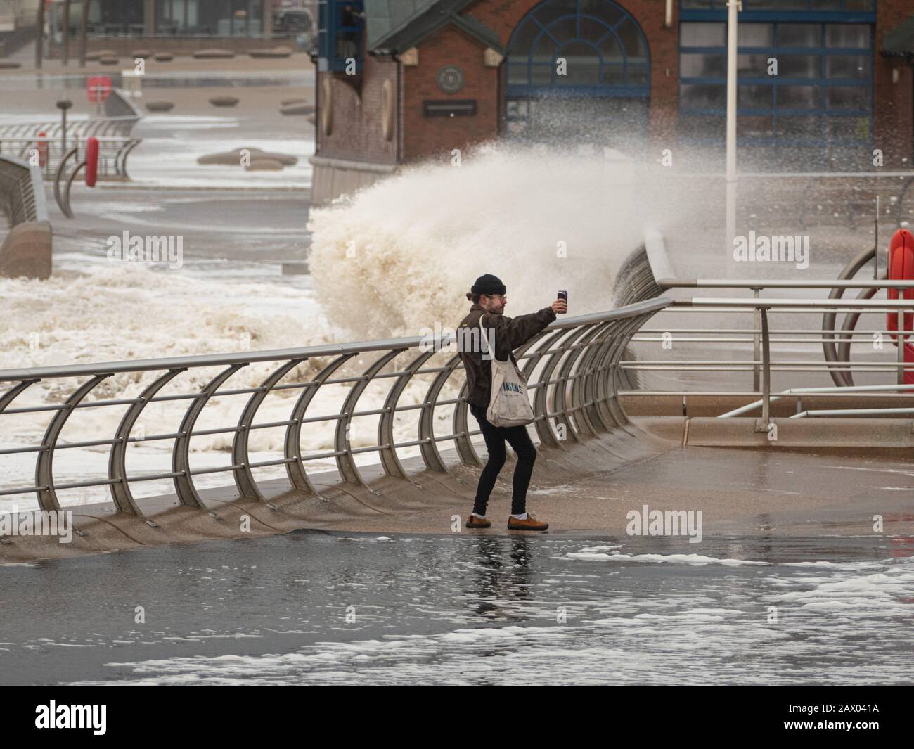 Blackpool, UK. 10th Feb, 2020. Weather news. As storm Ciara moves away ...